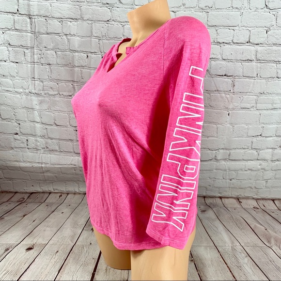 PINK Victoria's Secret | Tops | Vs Pink Logo Print 34 Sleeve Tee Shirt ...